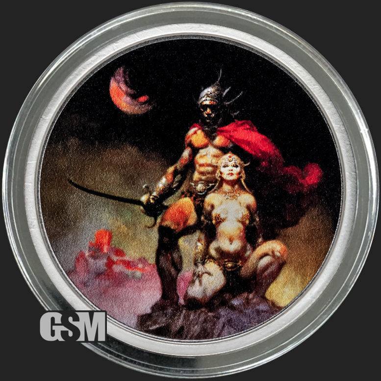 2 oz Frazetta Swordsman of Mars Colorized Silver Round Colorized ...
